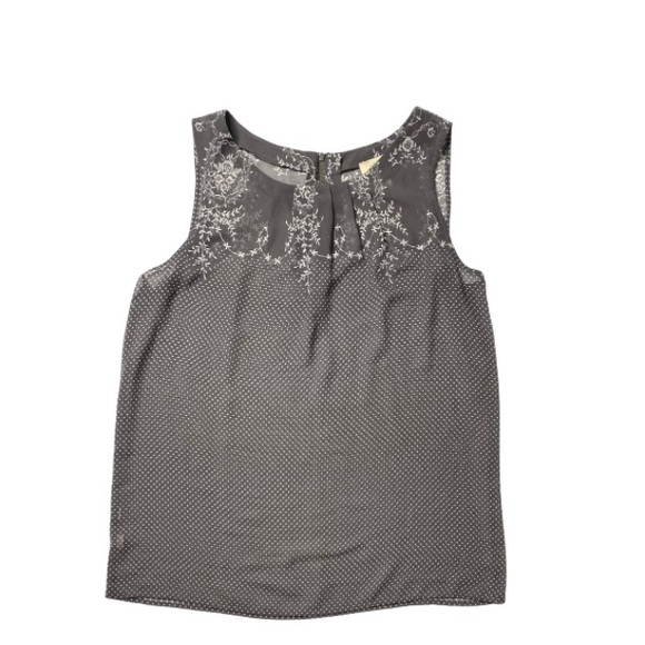 LOFT | Tops | Loft Gray Embellished Blouse With Rounded Neckline | Poshmark